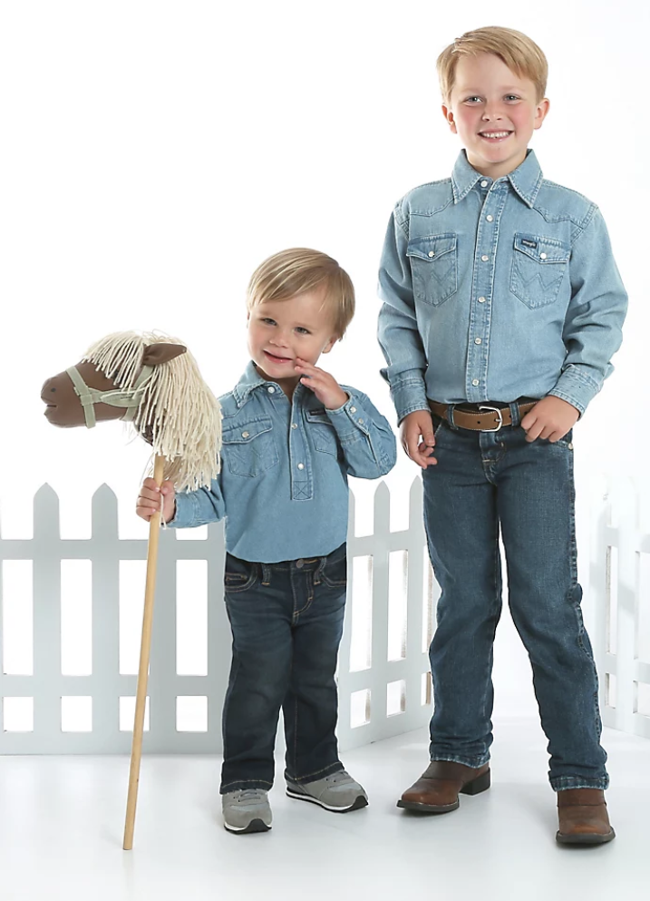 Wrangler All Around Baby Denim Long Sleeve Onesie Style PQ1371D