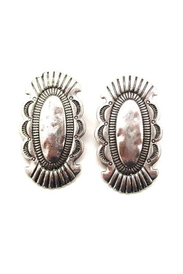 WESTERN OVAL CONCHO EARRINGS | Hayloft Western Wear