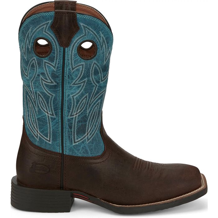 JUSTIN MENS CHOCOLATE SQUARE TOE WESTERN BOOTS STYLE SE7524