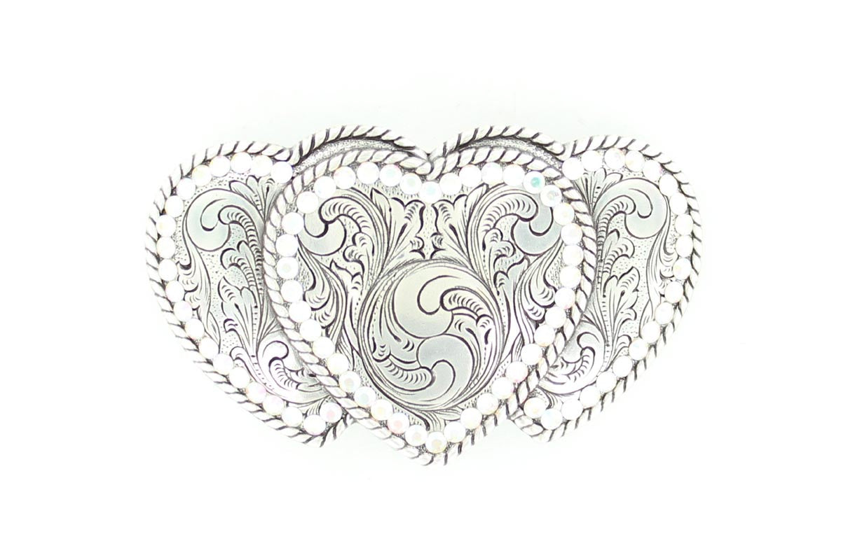 MF Western Triple Heart Rhinestones Ladies Buckle Style 37534